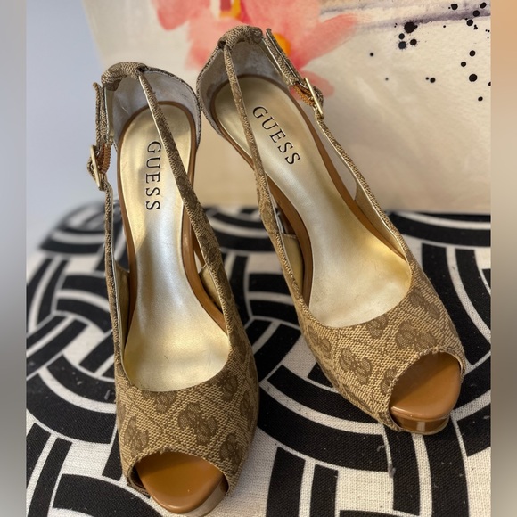 Shoes | Guess Logo Heels | Poshmark